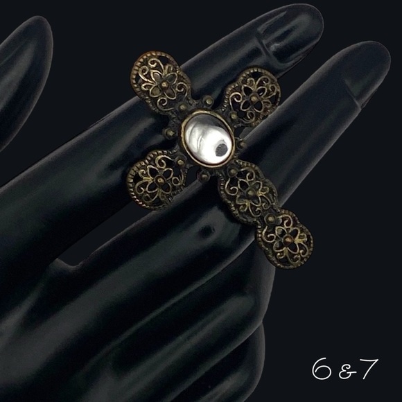 Jewelry | Rare True Vintage Double Finger Cross Ring In A Copper Tone ...